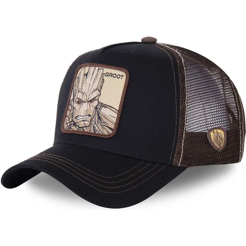 Capslab Groot GRO2 Marvel Comics Black and Brown Trucker Hat: Caphunters.ca