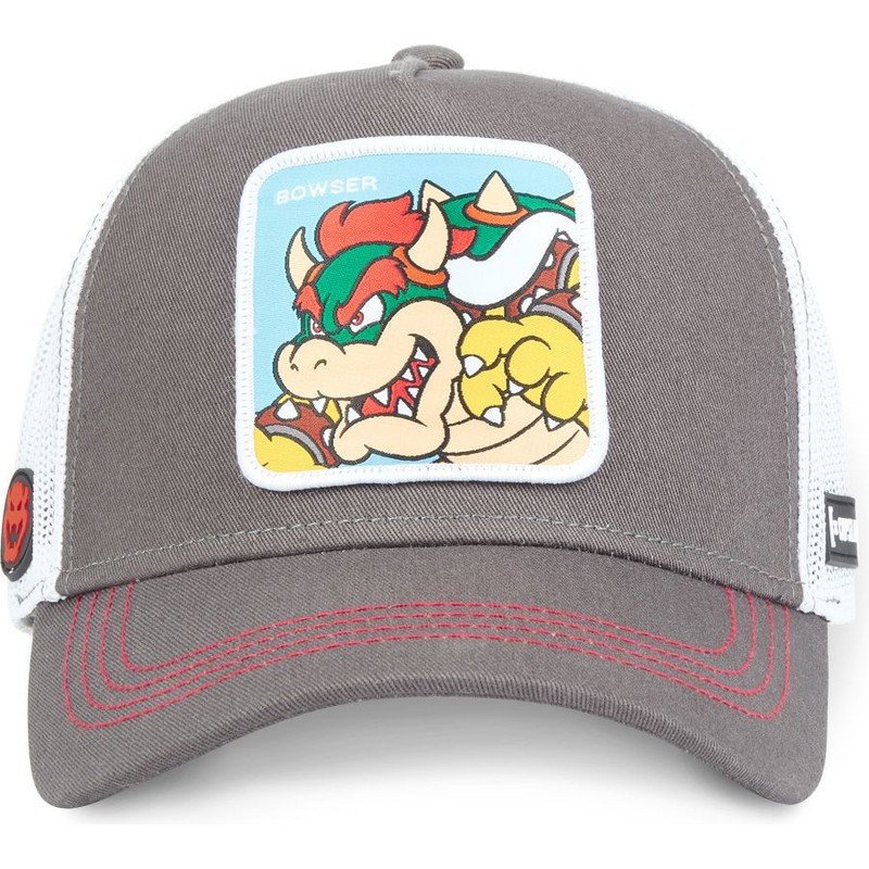 Capslab Bowser BOW Super Mario Bros. Grey Trucker Hat: Caphunters.ca