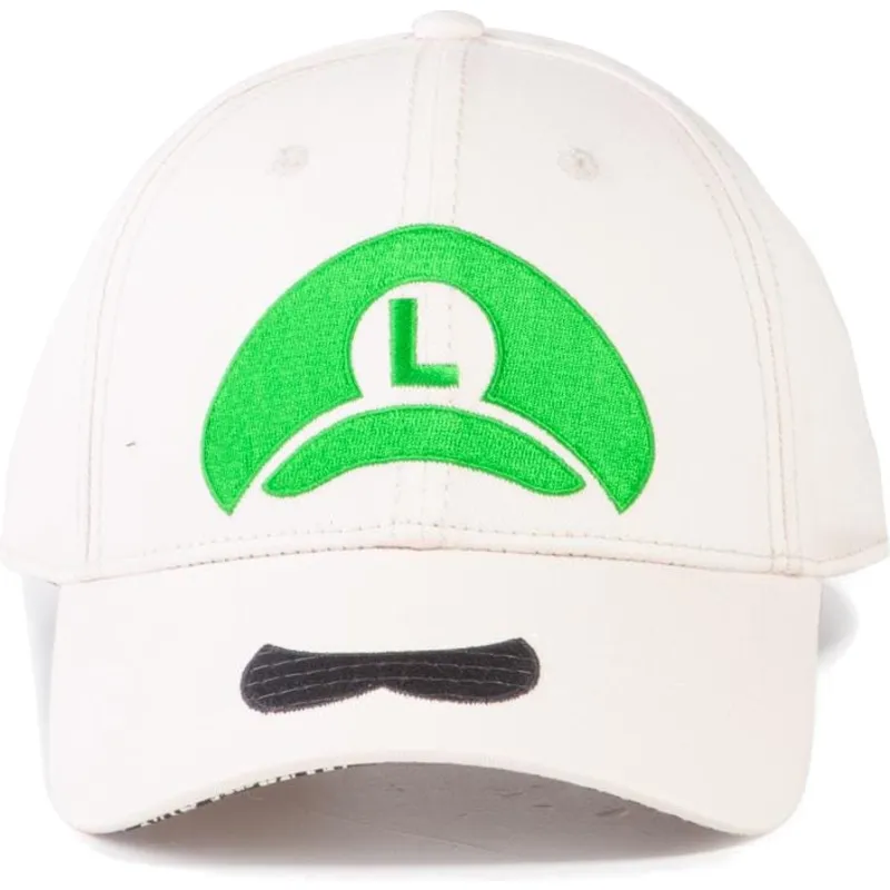 Difuzed Curved Brim Luigi Icon Super Mario Bros. White Snapback Cap ...