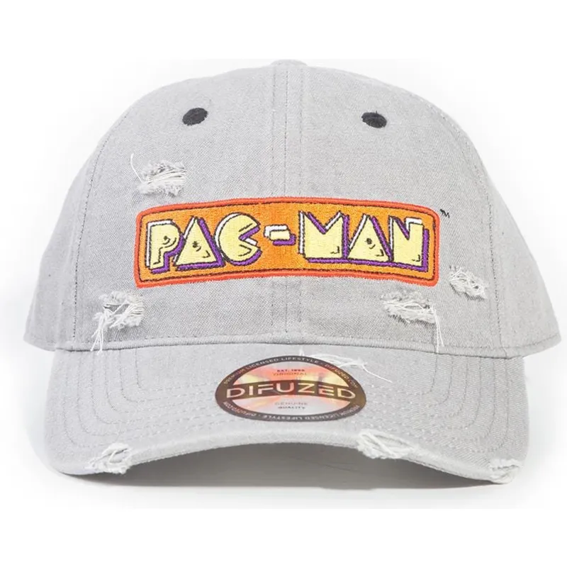 Difuzed Curved Brim Logo Denim Pac-Man Grey Adjustable Cap: Caphunters.ca