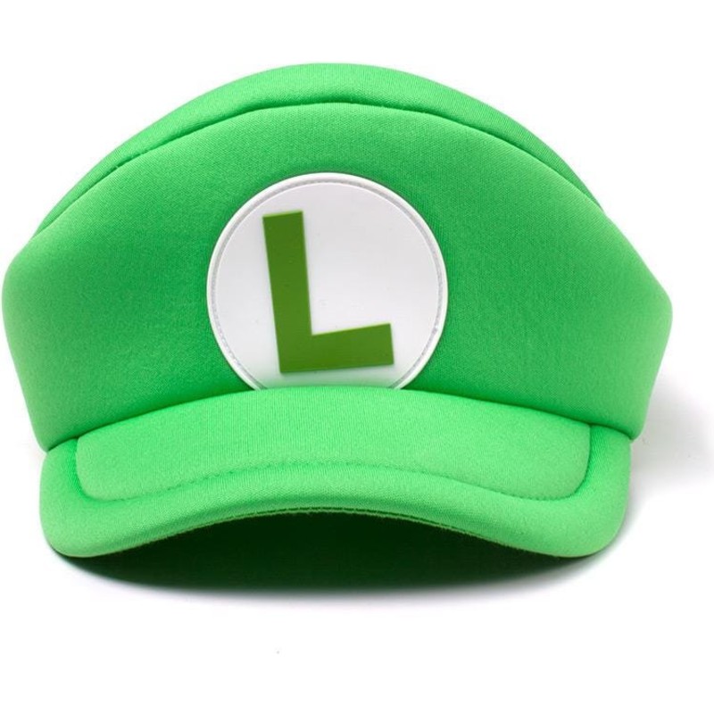 Difuzed Curved Brim Luigi Shaped Super Mario Bros. Green Fitted Cap ...