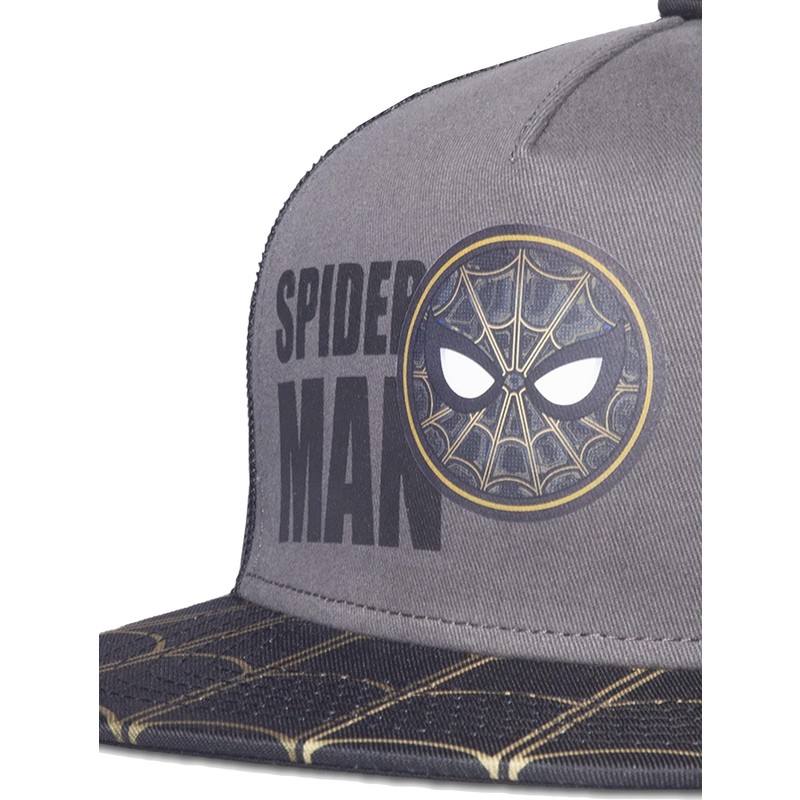 Difuzed Spider-Man Marvel Comics Black Snapback Flat Brim Trucker Hat ...