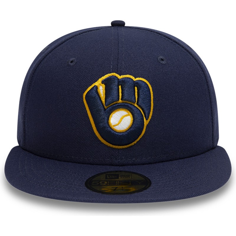 New Era Flat Brim 59FIFTY Authentic On Field Milwaukee Brewers MLB Navy ...