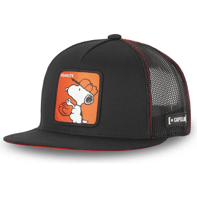 Capslab Flat Brim Snoopy CASF BA1 Peanuts Black Trucker Hat: Caphunters.ca
