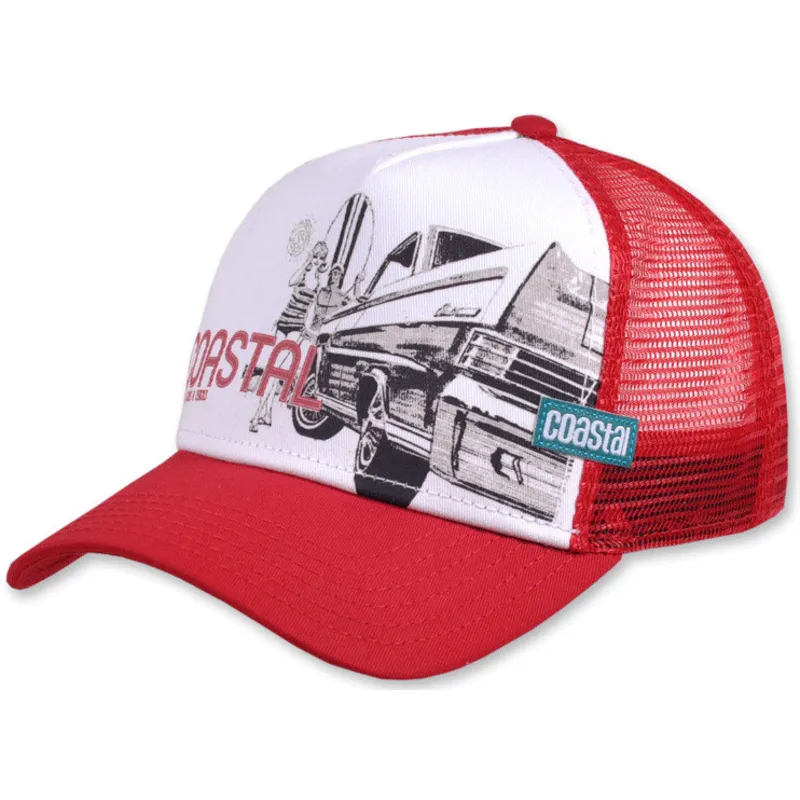 Coastal Surf & Cars & Chicks HFT White and Red Trucker Hat: Caphunters.ca
