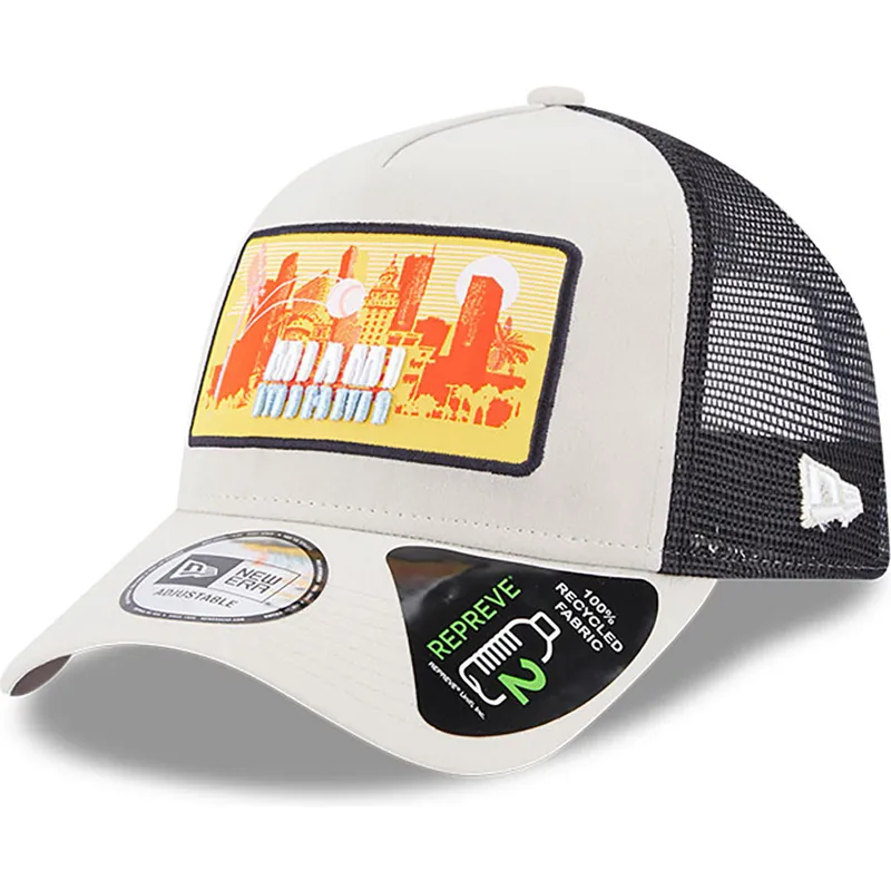 Gorra trucker beige A Frame Repreve License Plate de Miami de New Era ...
