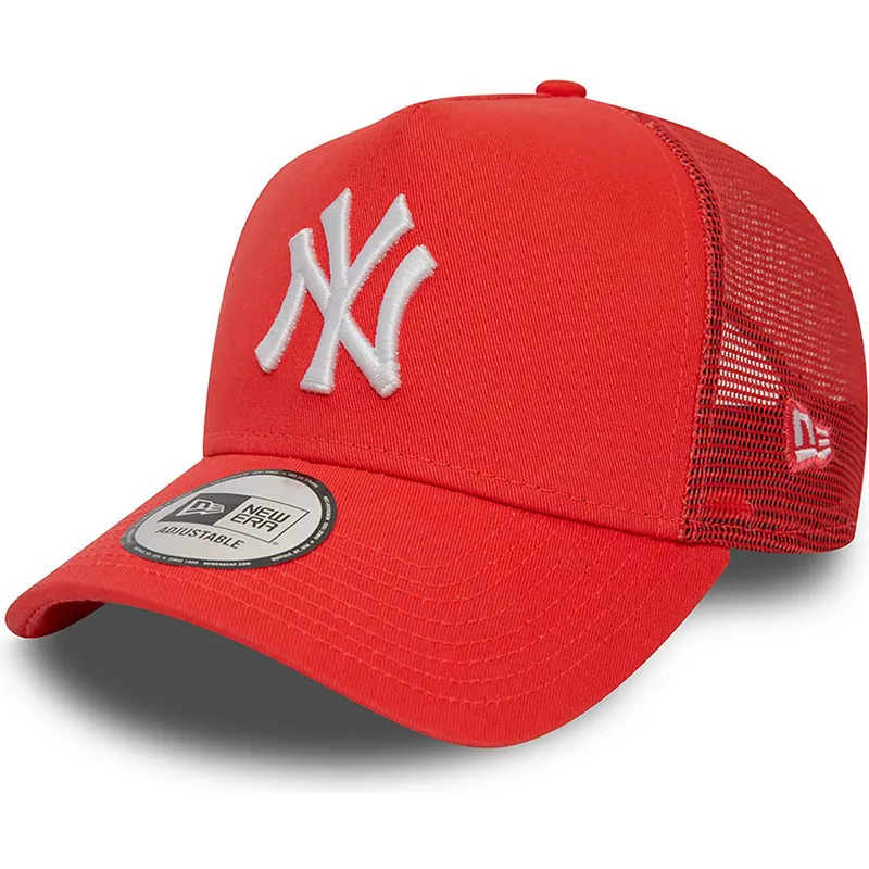 New Era A Frame League Essential New York Yankees MLB Red Trucker Hat ...